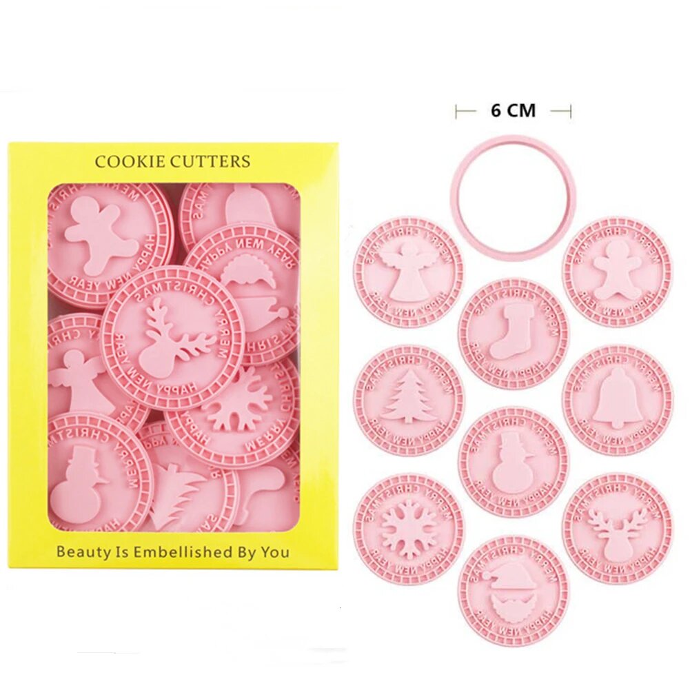 9 шт. 3D рождественские формочки для печенья, форма для печенья, Санта-Снеговик, дерево, лось, форма для печенья, штамп, декор для рождественской новогодней вечеринки, инструменты для выпечки