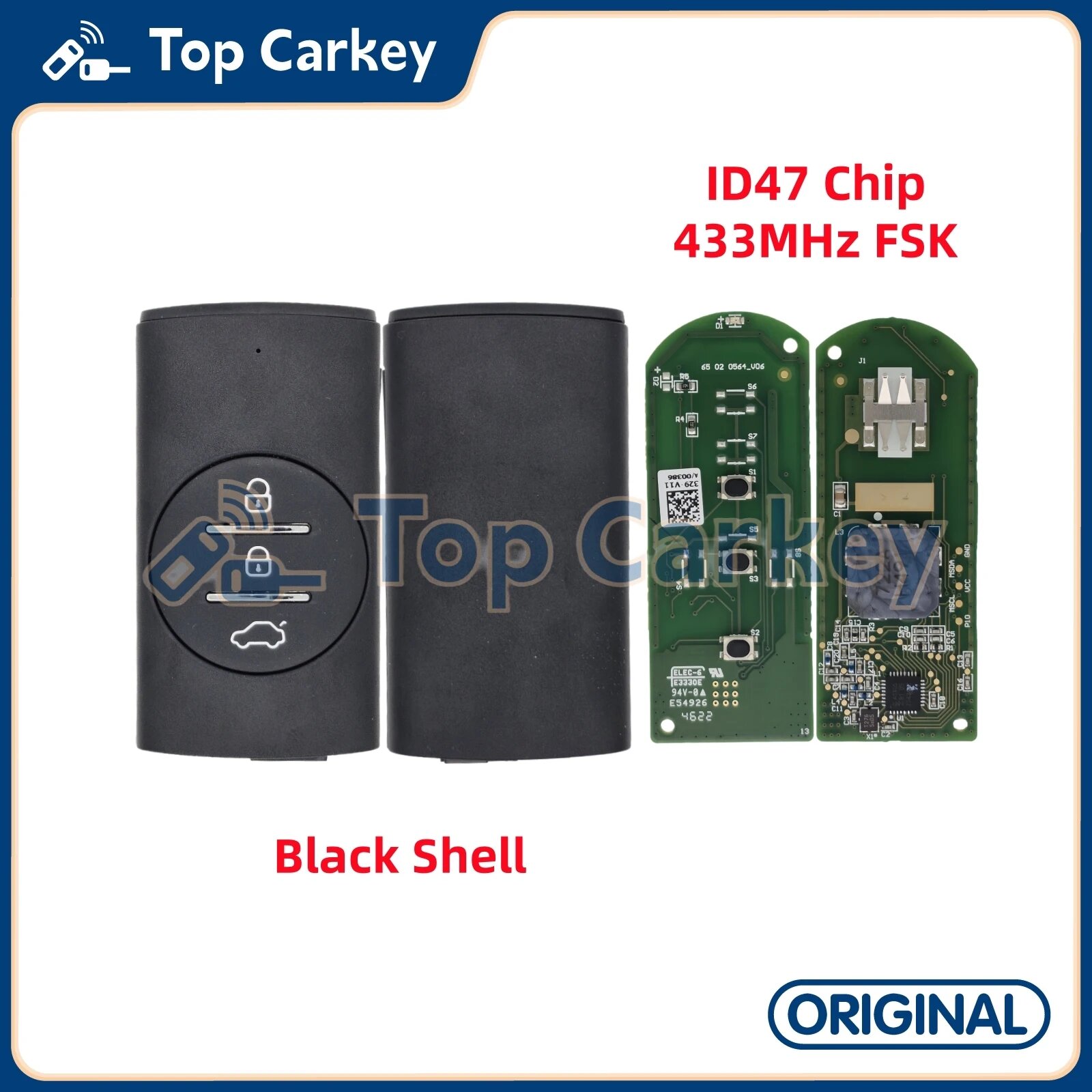 Оригинальный смарт-ключ TopCarkey ID4A ID47 433 МГц для Chery Tiggo 3X 5X Tiggo 7 Plus 8 Plus Exeed Vantas TX Exeed VX LX TXL 47 GreenPCB Black