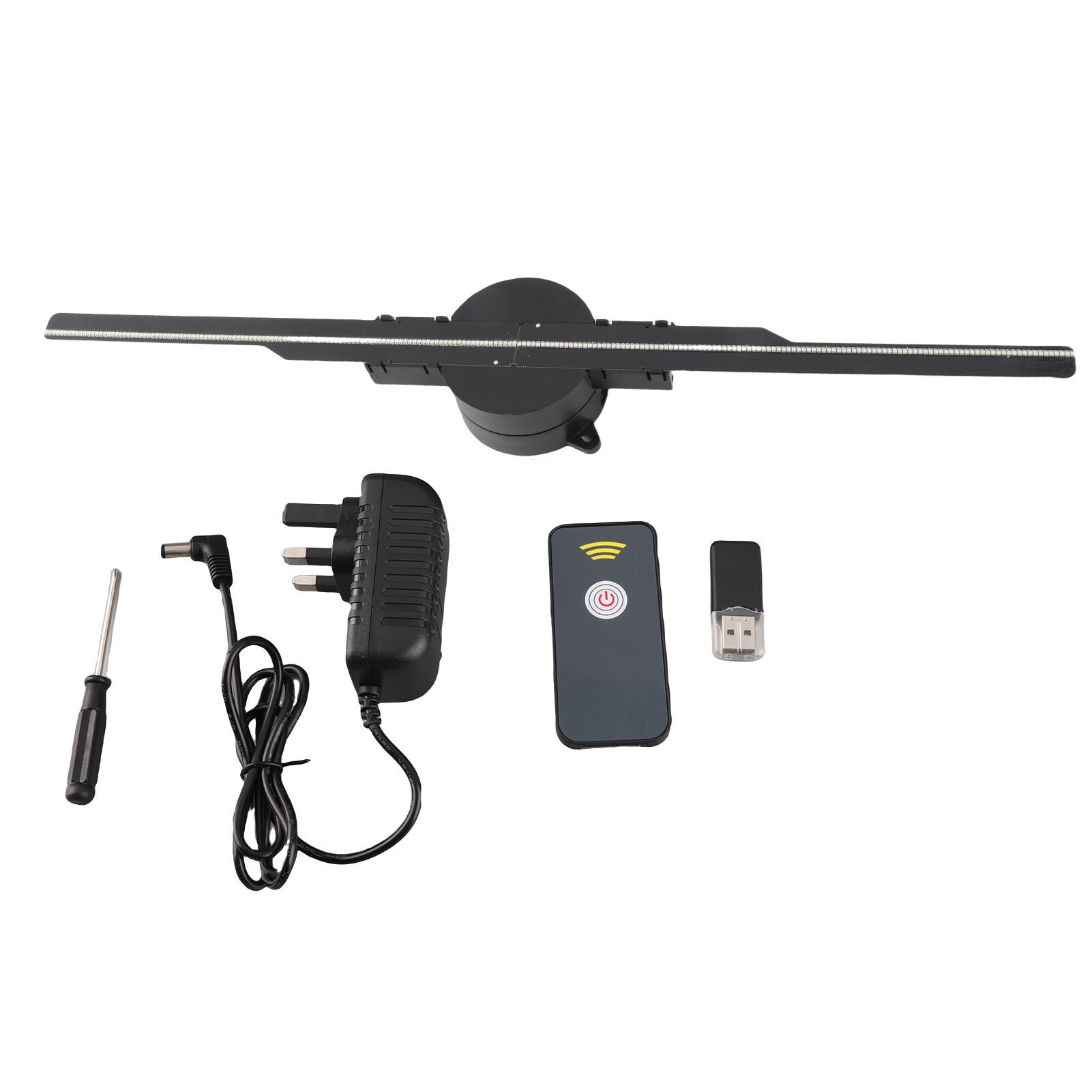 3D голографический проектор с вентилятором, 244 светодиодами, разрешением 1024x640, Wi-Fi, поддержкой голографической рекламы, приложением для телефона и ПК, вилкой 100-240 В (Великобритания).