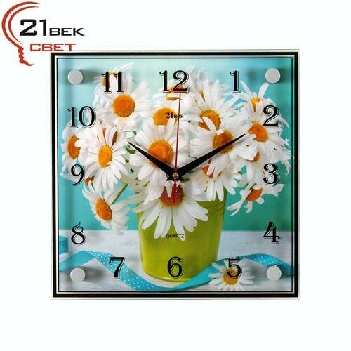 Часы настенные 2525-769 (25Х25) букет ромашек рубин