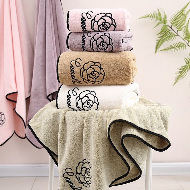 Трансграничное коралловое бархатное полотенце банное полотенце оптовая креативная вышивка утолщение мягкая и