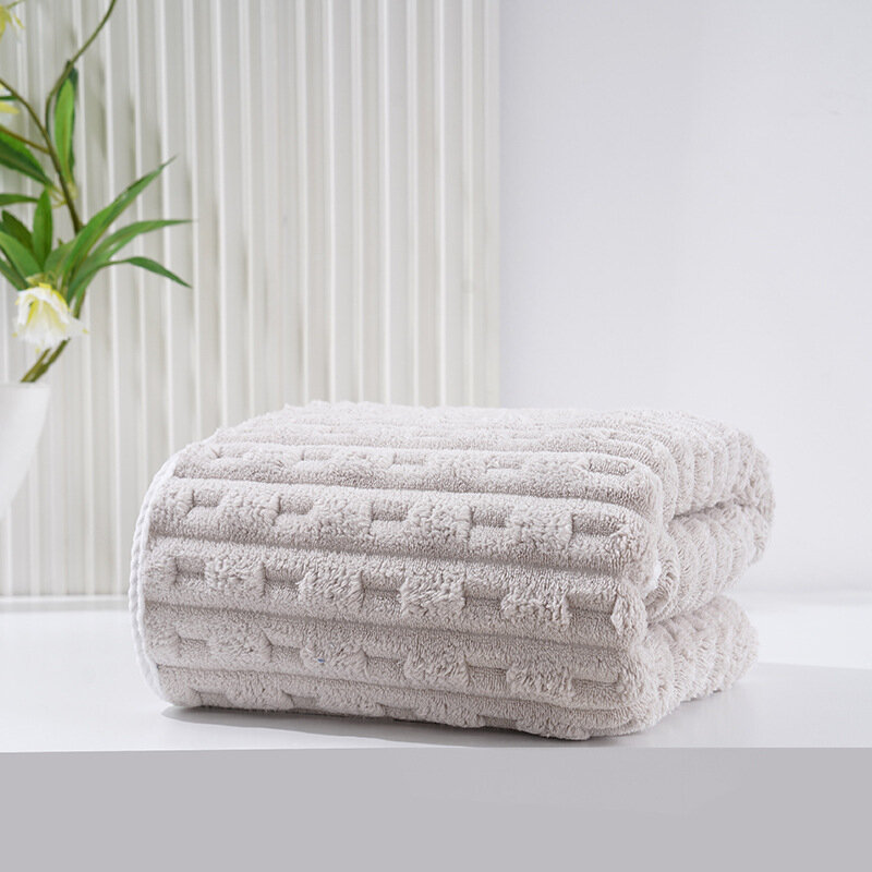 Новый мягкий водопоглощающий коралловый бархат бамбуковый бархат толстый банное полотенце для взрослых серый_Полотенце
