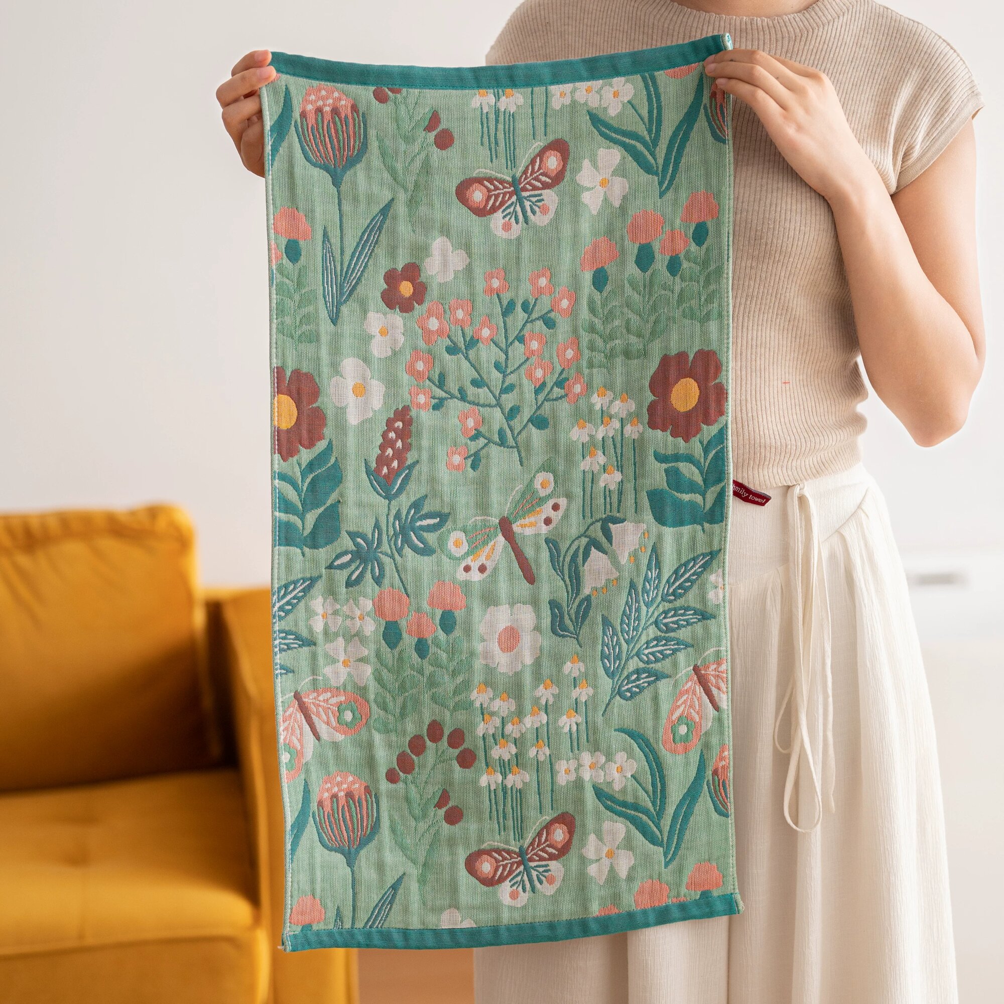 Китайское полотенце с цветочным узором, чистый хлопок, четырехслойная марля, новый стиль, полностью хлопковое,