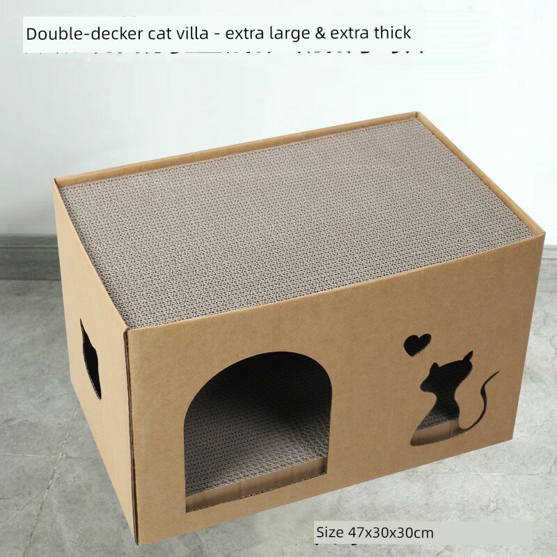 Картонная доска для когтей кошек, домик из картона, подходит для всех сезонов, двухъярусное лежанка для кошек, игрушка