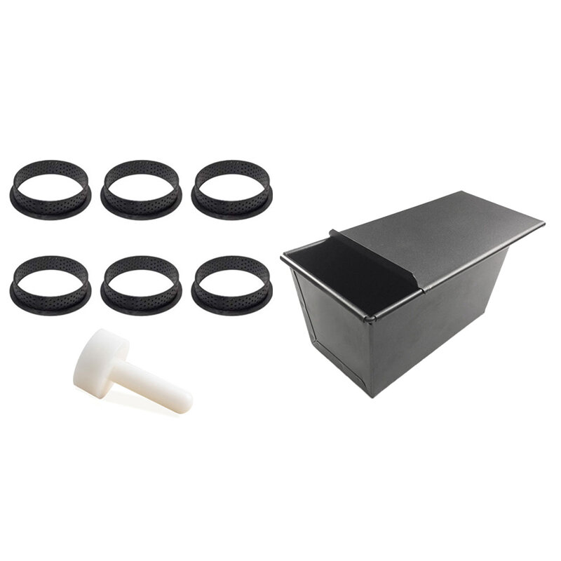 Шт. антипригарная форма для хлеба, мясного рулета с крышкой, железная форма для тостов и 1 набор толкателей для торта, кольца для тарталеток с трамбовкой для тарталеток