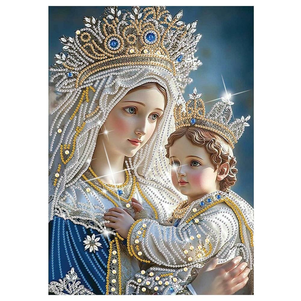 Алмазная мозаика картина стразами 30x40 без подрамника/5D "Икона Божьей матери"