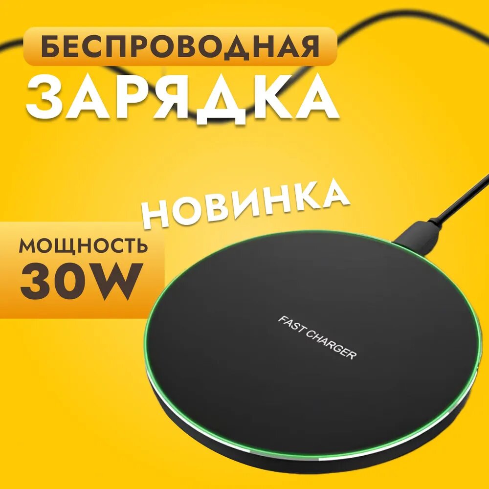 Зарядная станция для мобильных устройств, Беспроводная зарядка для IOS и Android 30W