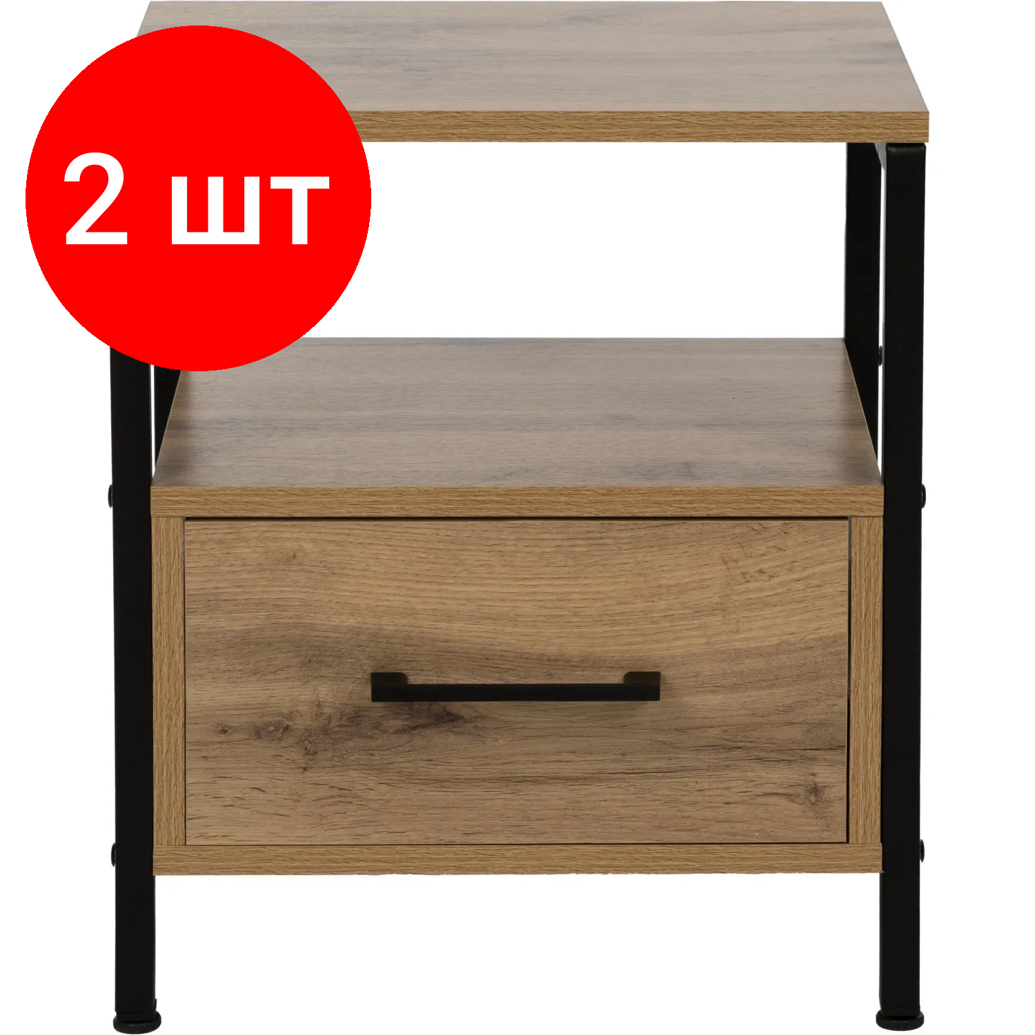 Комплект 2 штук, Тумба TI_прикроватная Комус Онега-13 с ящ. универс. 420х350х500, дуб вотан