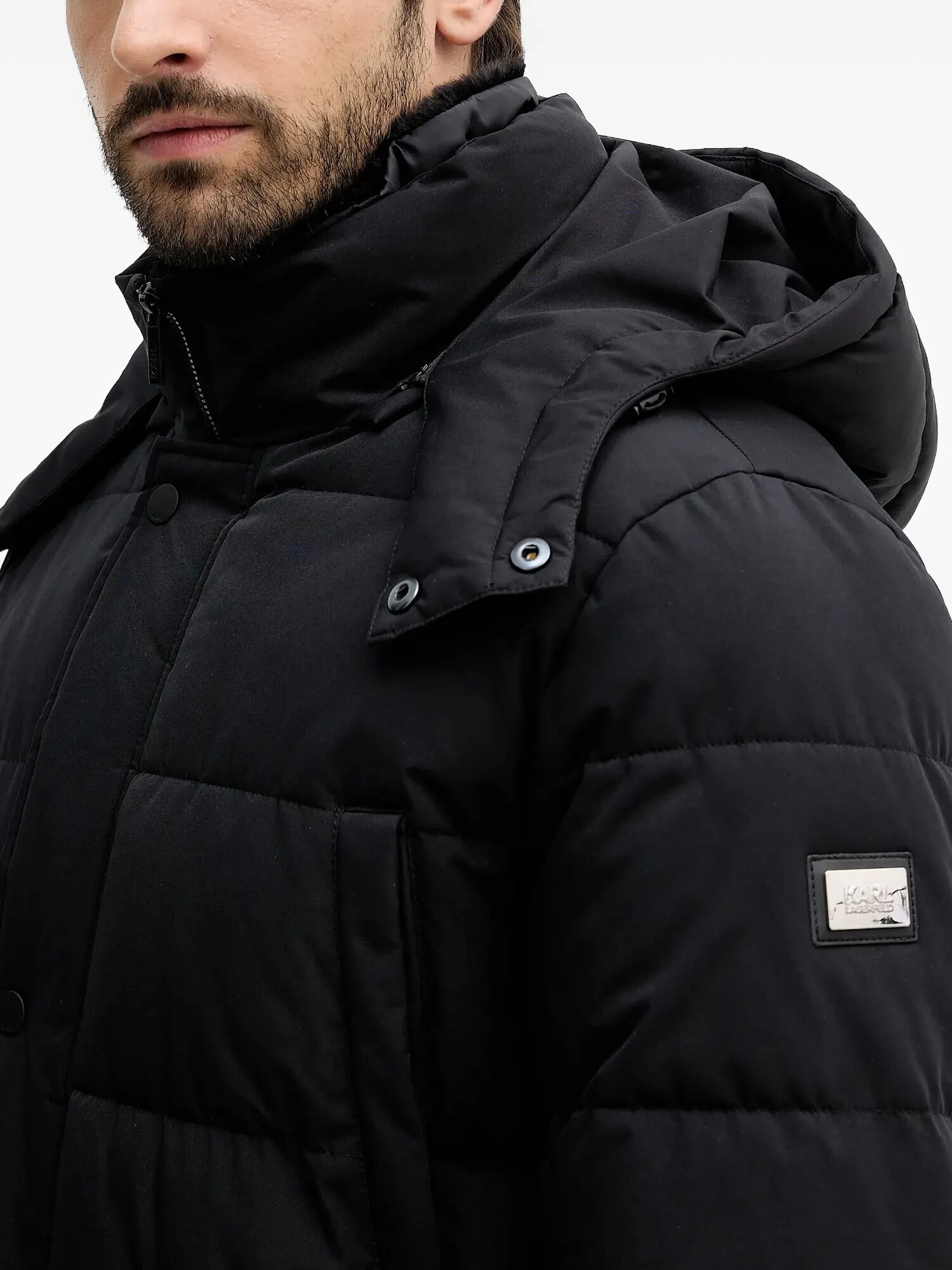 Пальто Karl Lagerfeld Hooded padded coat, размер 50, black / black — фото 1