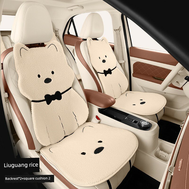 Зимняя накидка на автомобильное сиденье, плюшевая, утолщенная, теплая, из овечьего флиса, женская, с мультяшным