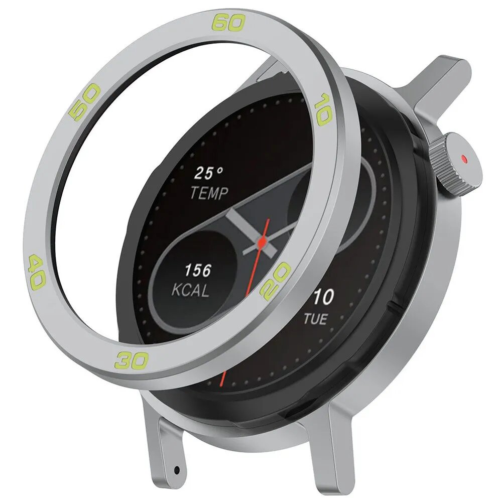 Металлическая сменная рамка для часов CMF Watch Pro2, серебристо-зелёная, с защитной заклёпкой и заклёпкой из закалённого стекла