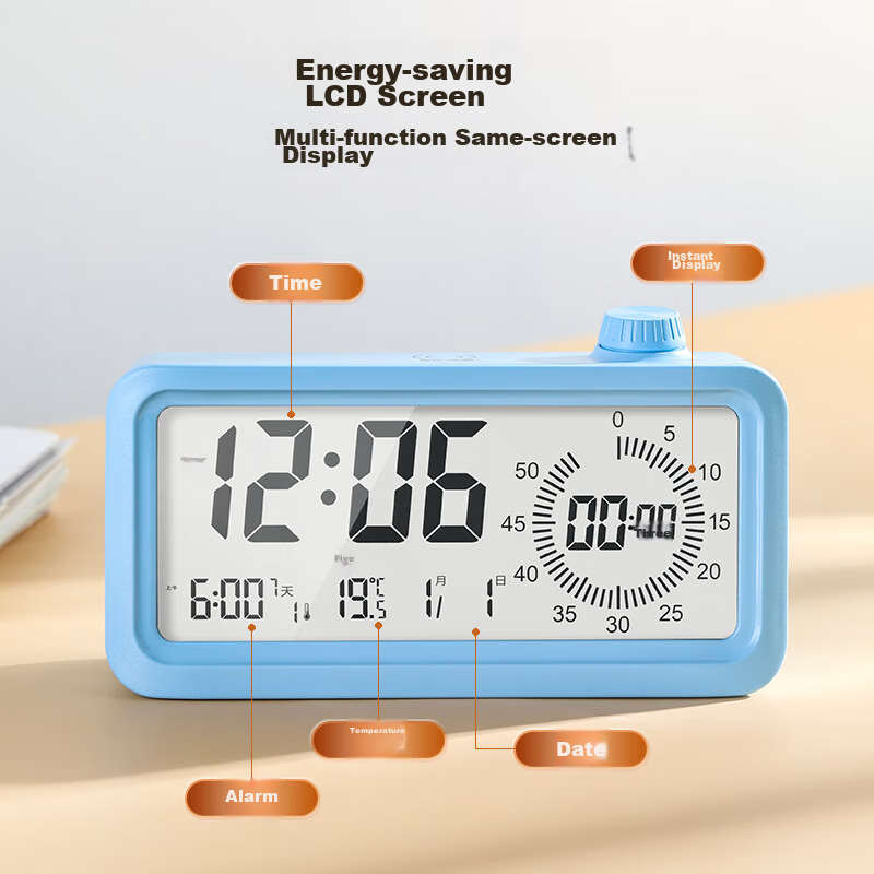 Compas Electronic Student Alarm Clock, Visual Timer, Children's Countdown Time Management Device, 2318 Blue, Rechargeable Model — фото 1