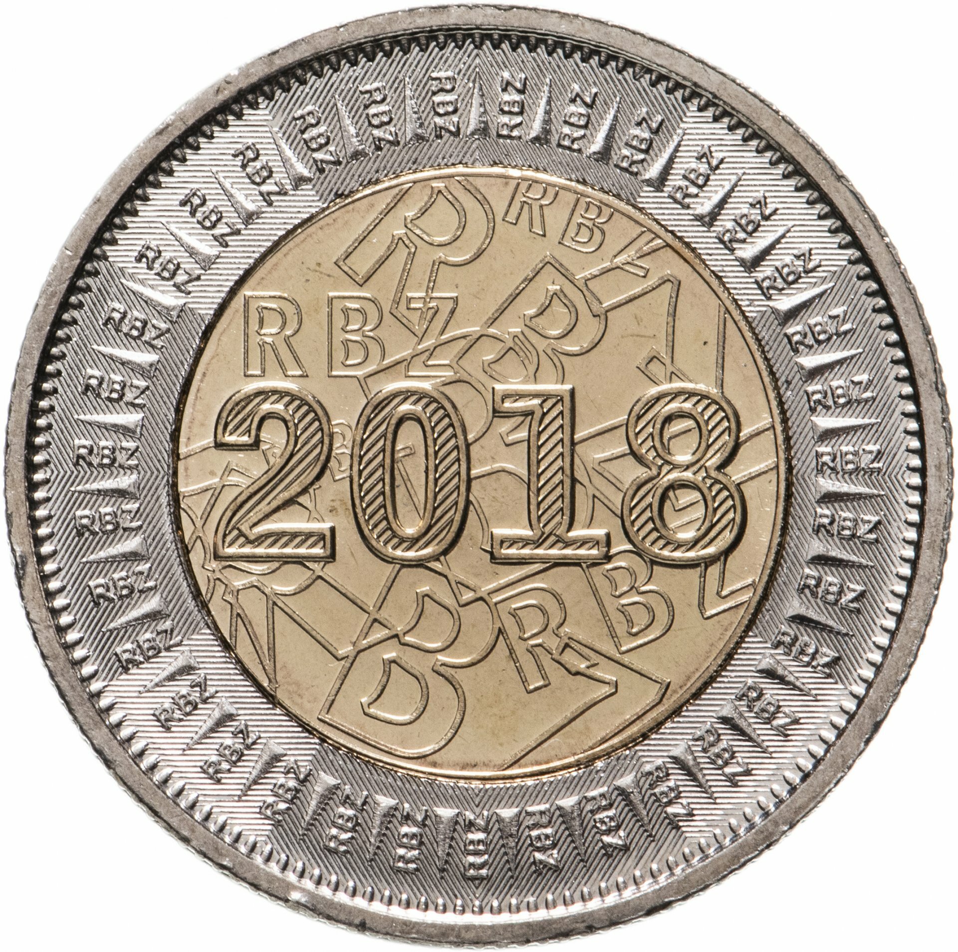 Зимбабве 2 доллара 2018 Биметалл Редкая, в сохранности UNC