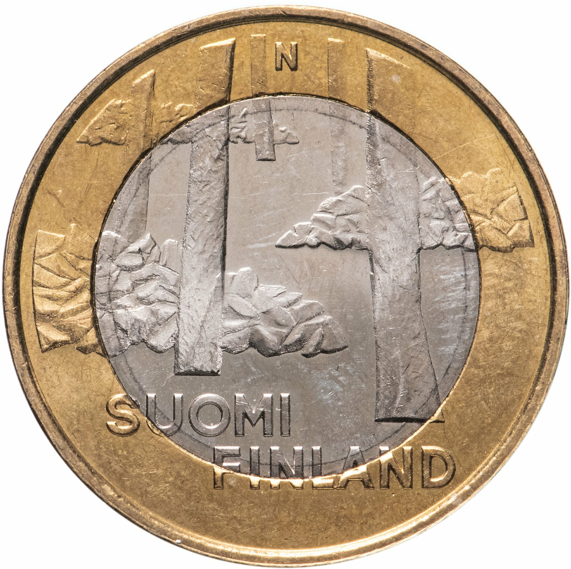 Финляндия 5 евро 2013 "Исторические регионы Финляндии, Строения - Сатакунта", Биметалл, в сохранности UNC