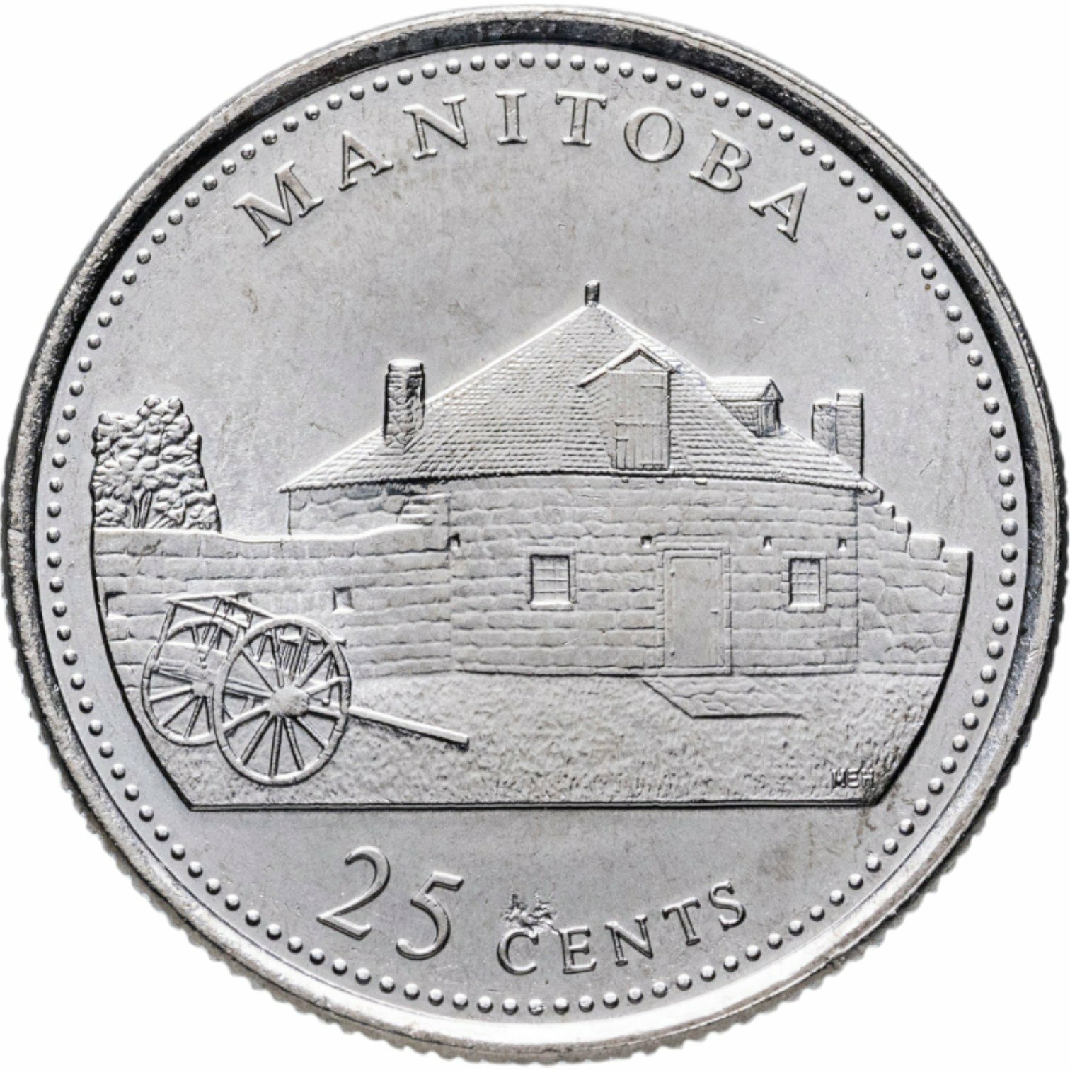 Канада 25 центов cents 1992 "Манитоба", Никель 925, в сохранности UNC