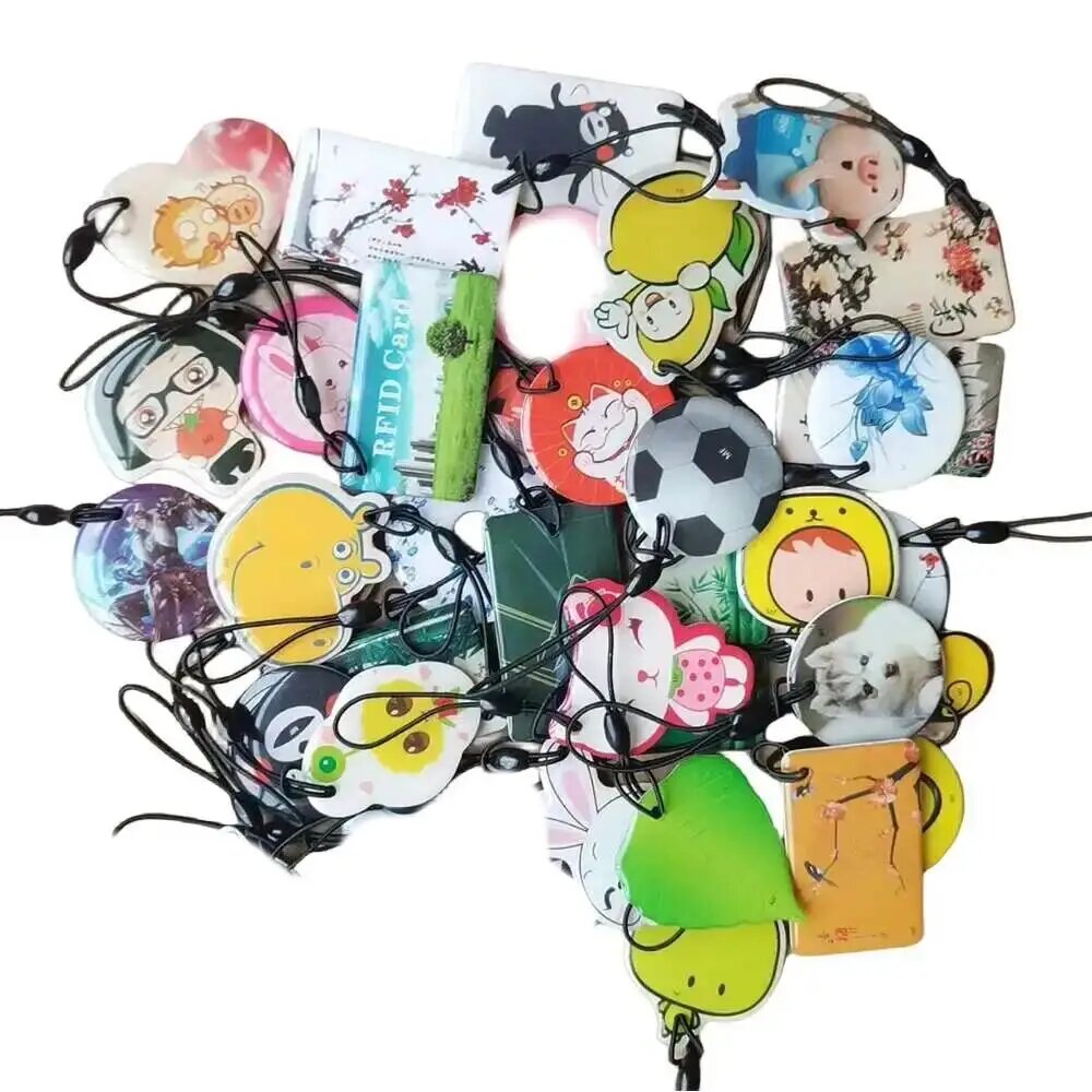 20 шт. 13,56 МГц UID RFID NFC брелки брелок контроль доступа записываемые водонепроницаемые метки для IC-карты сменные 1K S50 случайный узор