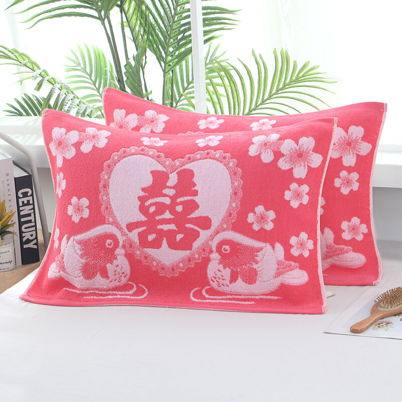 Набор подушек и полотенец из чистого хлопка, утолщенные и увеличенные, для взрослых, свадебные, полностью хлопковые, старинные махровые полотенца для дома, впитывающие пот