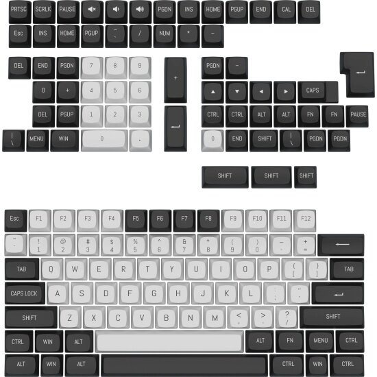 Кейкапы Redragon Набор PBT кейкапов 150шт CSA белый/черный (71282)