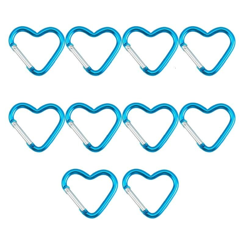 Сердцевидный металлический карабин для ключей, Небесно-голубой