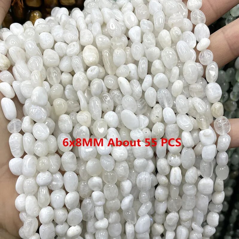 Лунный камень бусины для ювелирных изделий SYSRXLR 6X8MM About 55 PCS