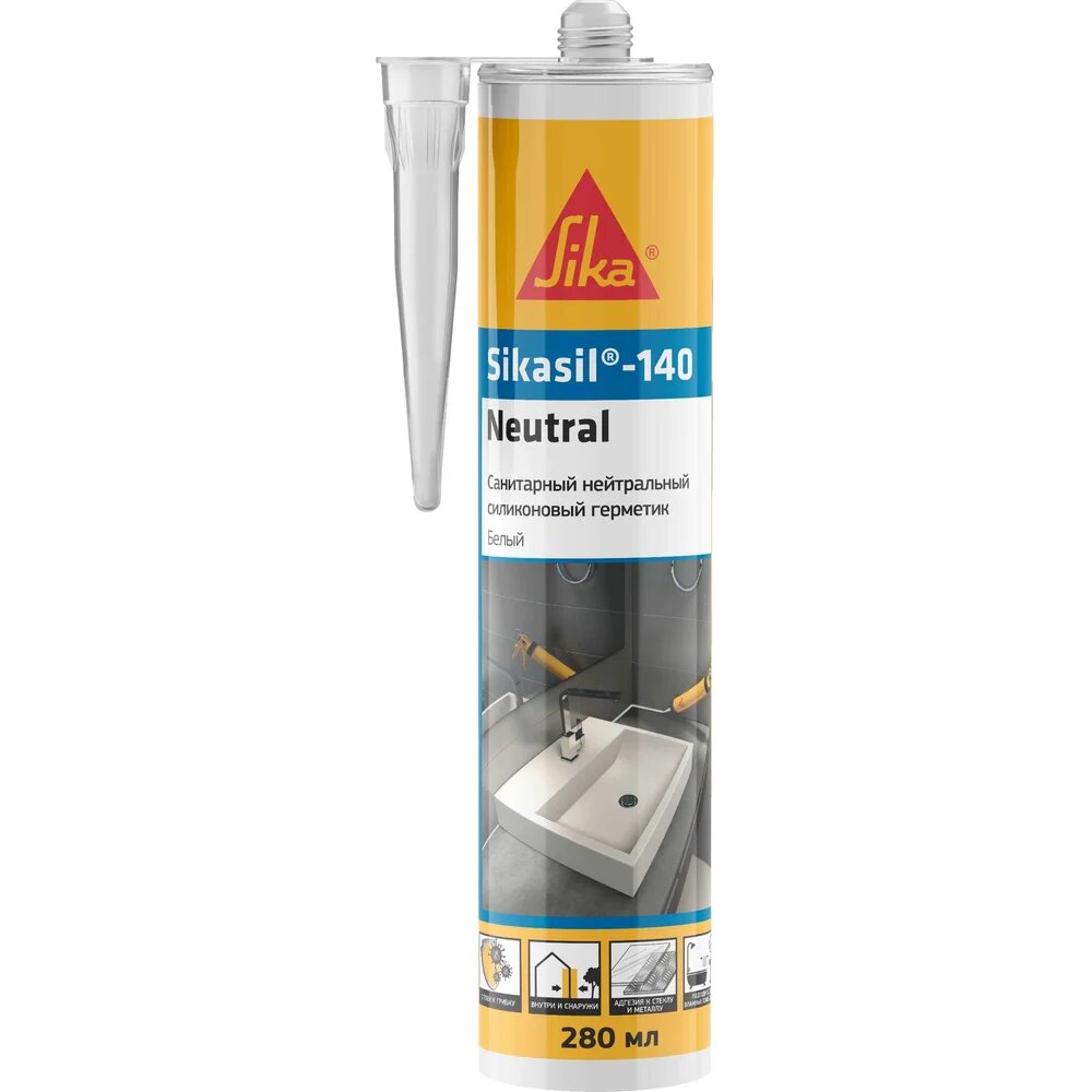 Нейтральный силиконовый санитарный герметик SIKA sil?-140 Neutral (101/белый) картридж 280 мл 842736 для герметизации