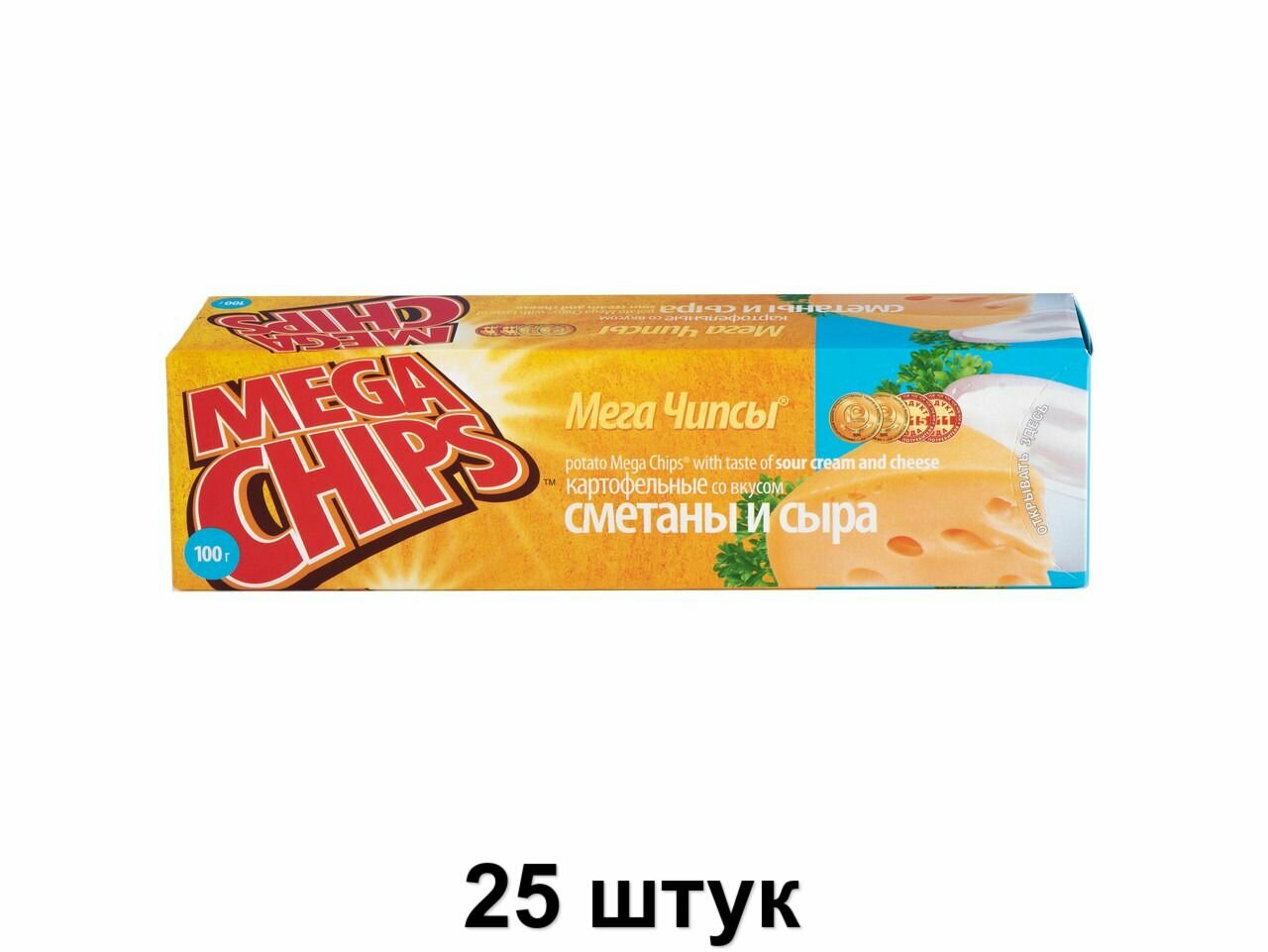 Mega Chips Чипсы-пластины картофельные с норвежским сыром, 100 г, 25 шт