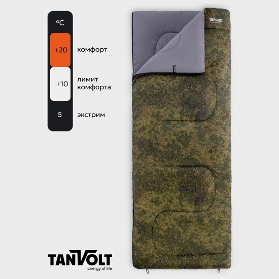 Спальный мешок Tanvolt Standart туристический, пиксель(StandartPixel)