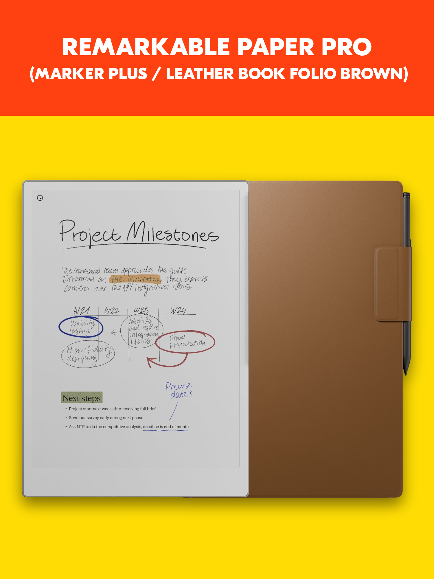 Графический планшет reMarkable Paper Pro 10.3", + стилус Marker Plus + чехол Premium Leather Book Folio (Brown)