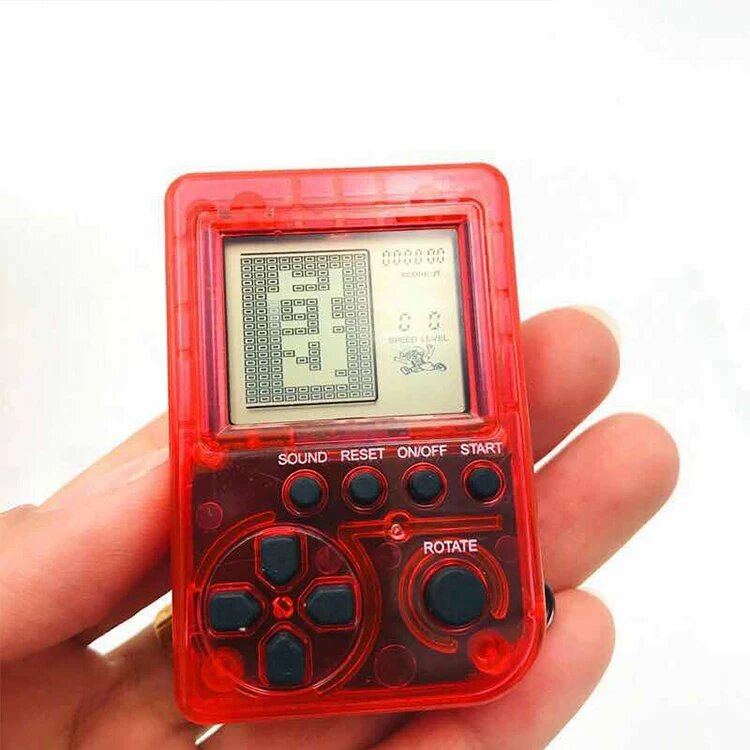 Консоль Tetris в виде брелока - Прозрачно-красный, 2 батарейки включены