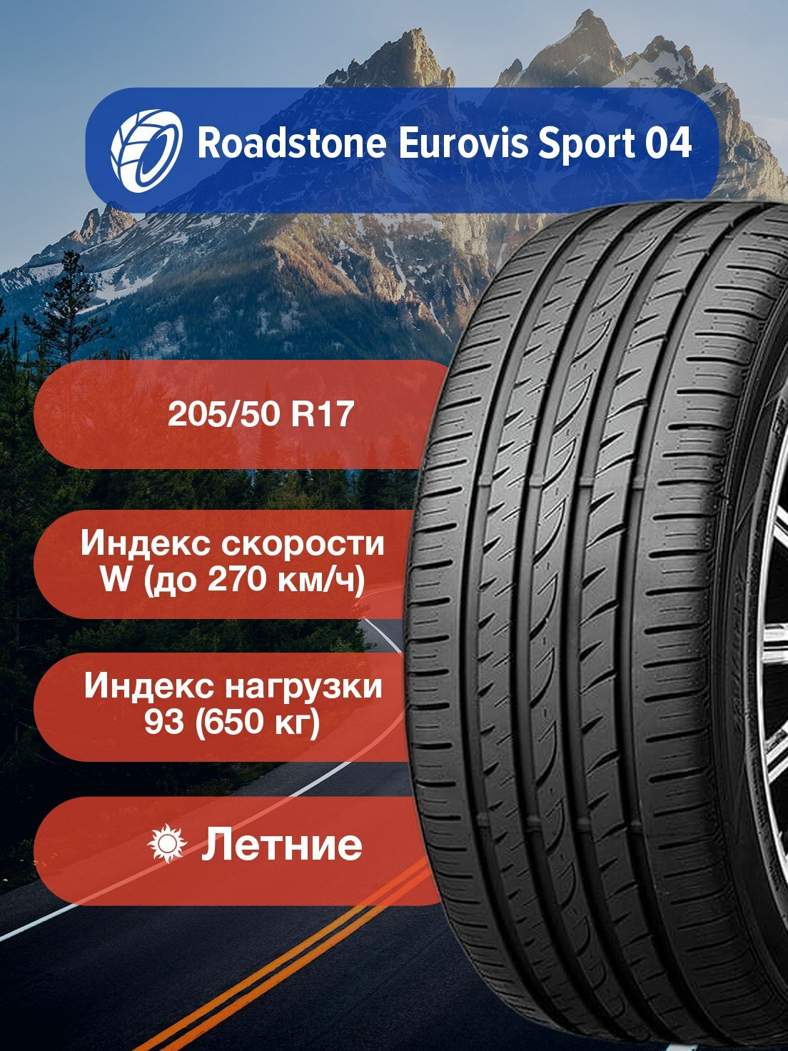 Легковые Летние Шины Roadstone Eurovis Sport 04 205/50 R17 93W-R14536 для легковых автомобилей и кроссоверов