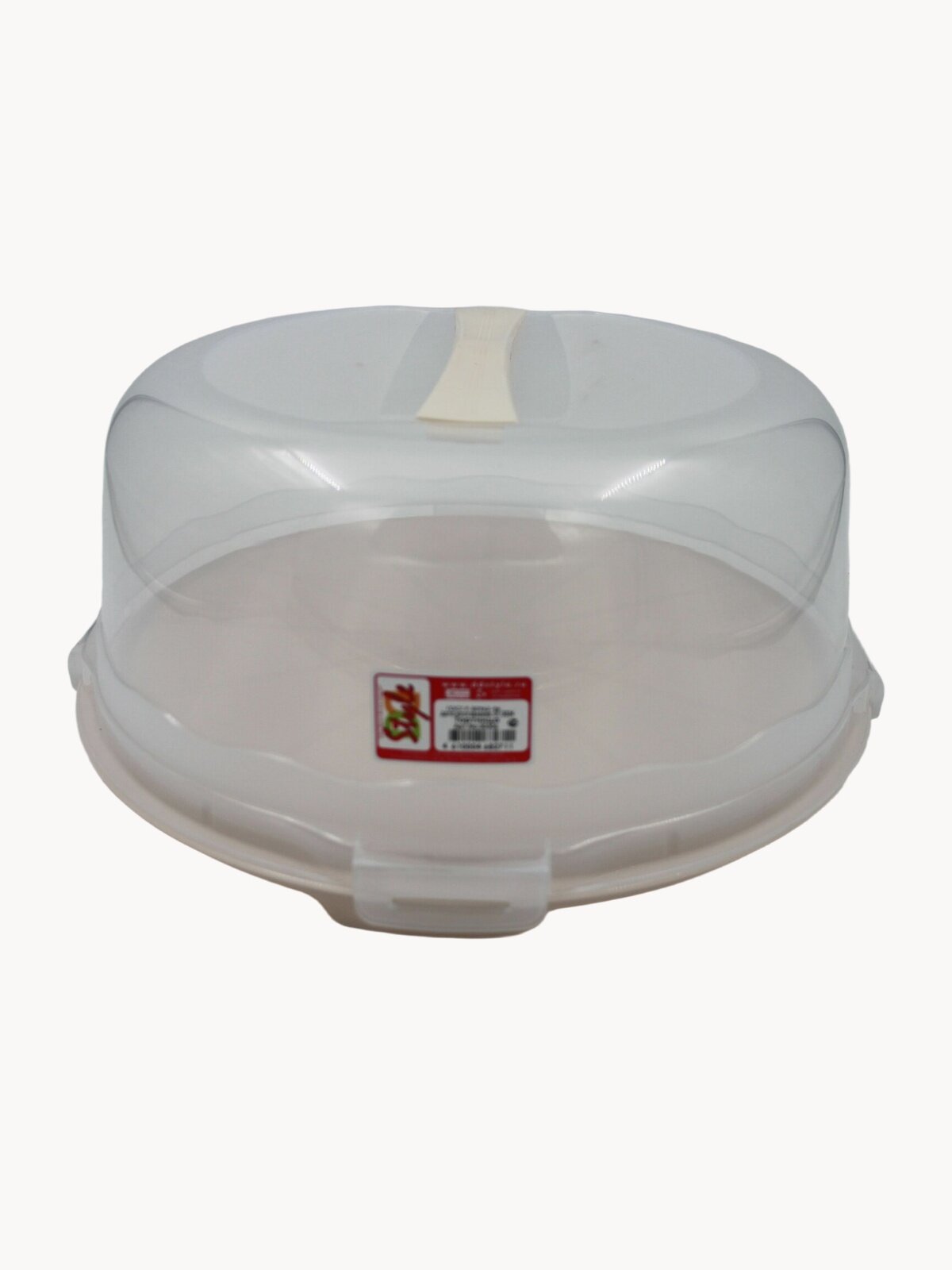 Тортница с крышкой 30 см, пластиковая, кремовая