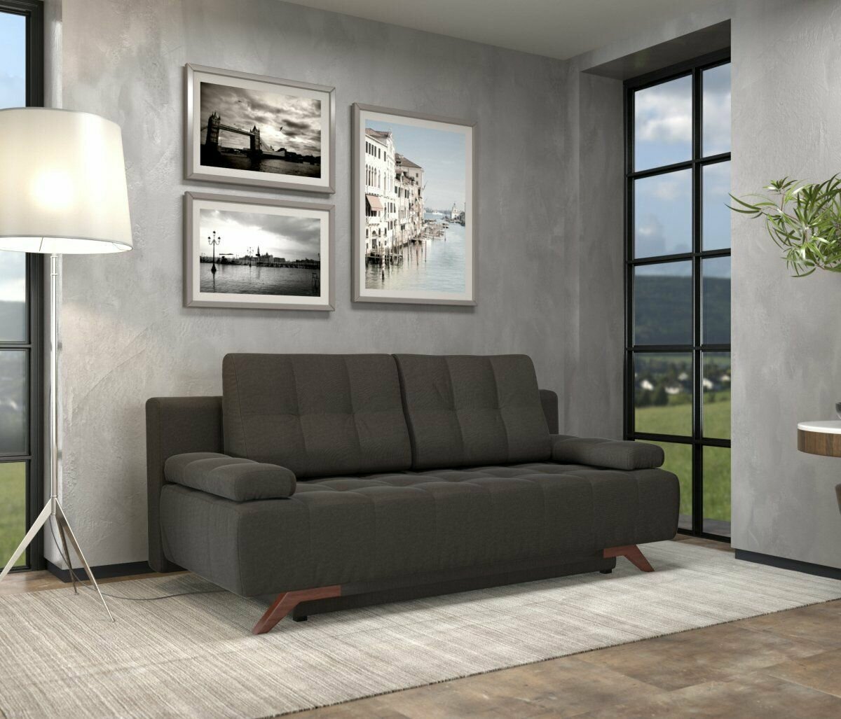 Диван прямой Баден-Баден темно-коричневый