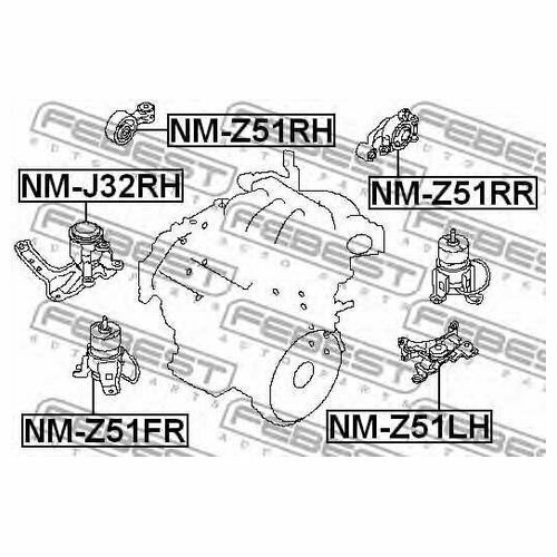 Опора двигателя Febest nmz51rh для Nissan Elgrand, Murano II, Quest, Teana II