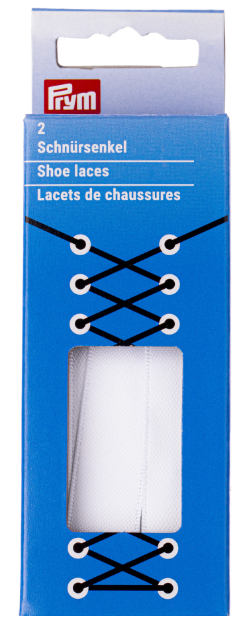 Шнурки для обуви атласные, ширина 15мм, длина 100см, белый, 2шт в упаковке PRYM 974780