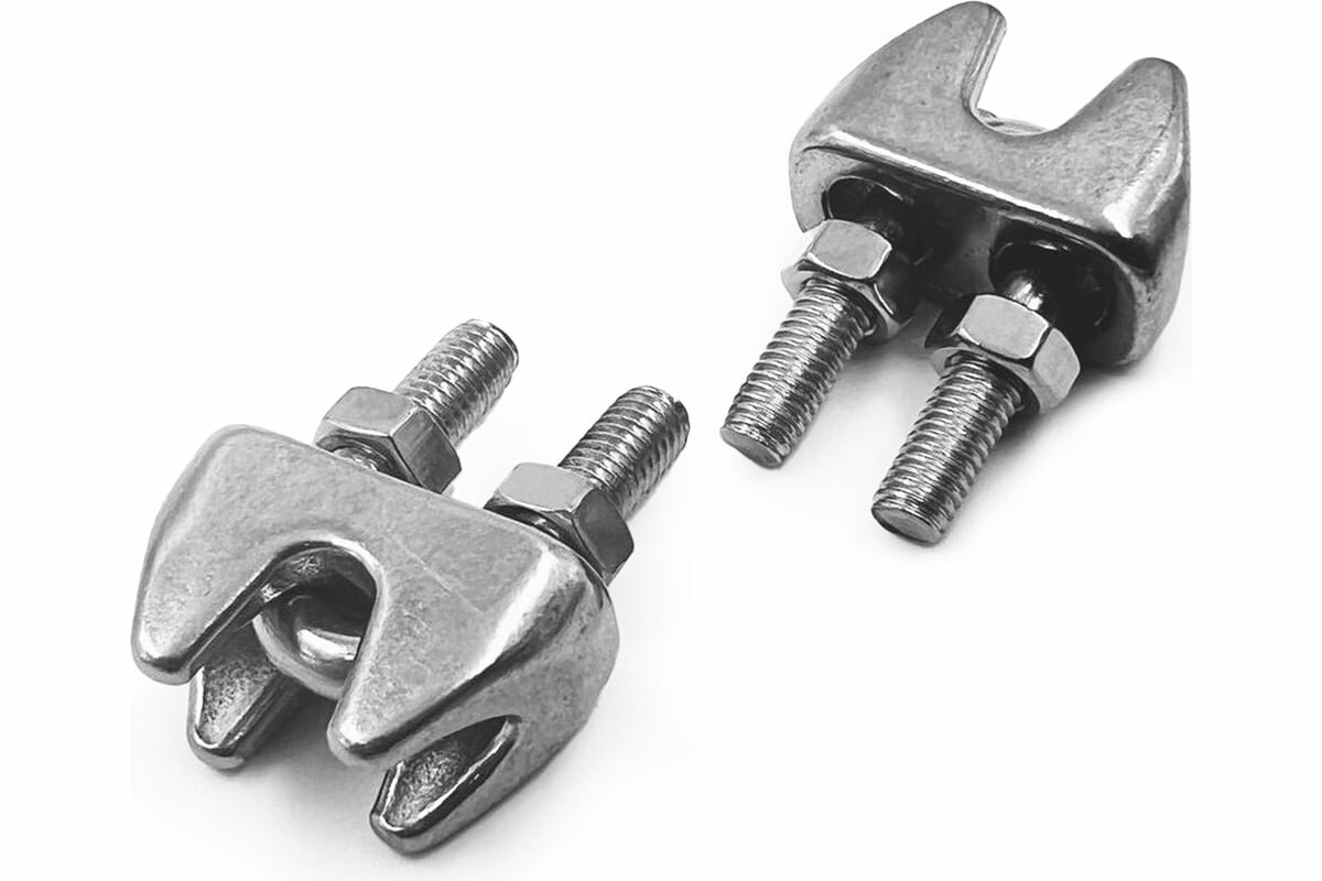 KREPFIELD нержавеющий зажим 3 мм арт.9074А4 для троса, с двумя гайками, 12шт в упаковке