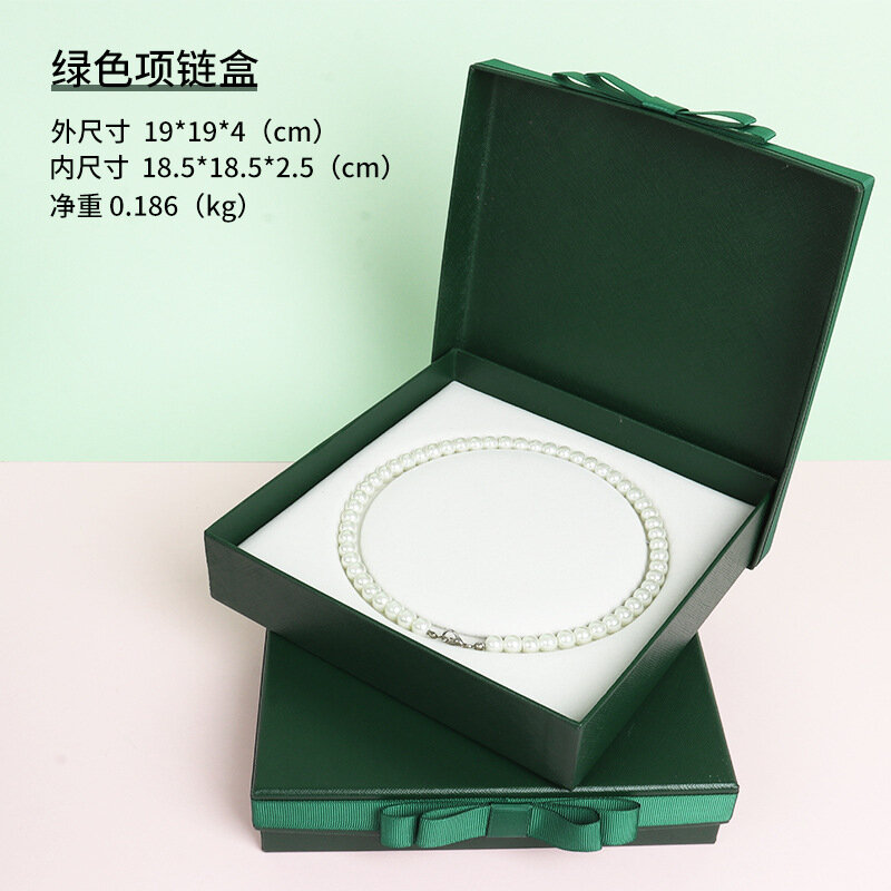 Подарочная шкатулка, с жемчугом, на цепочке, саржевая, 20x18x8 см