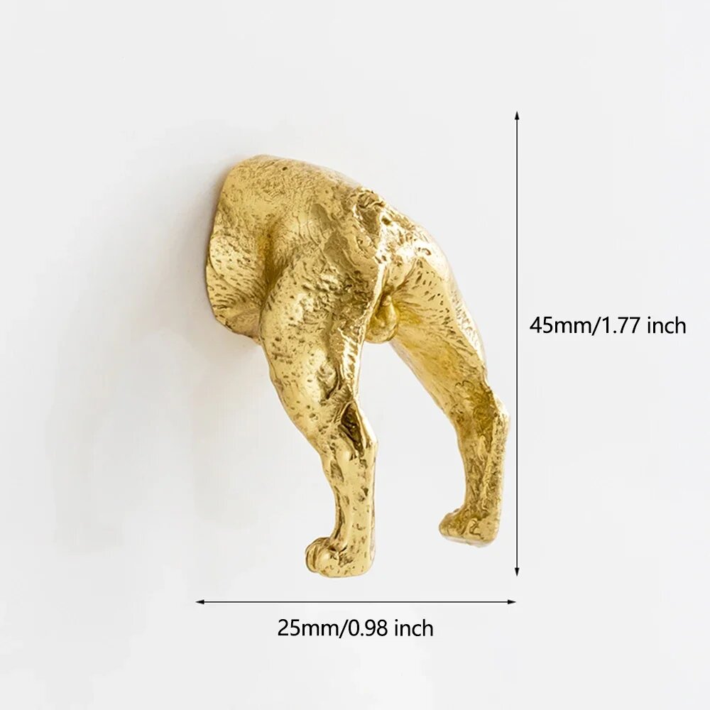 Латунные ручки для дверей в виде головы собаки, золотые ручки для ящиков в виде 1 Pieces, Tail