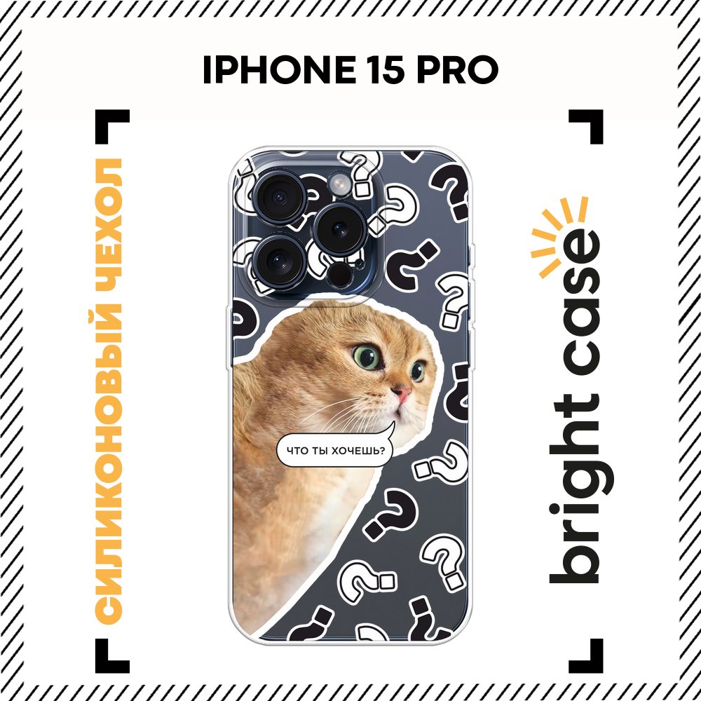Чехол на Apple iPhone 15 Pro / Айфон 15 Про с принтом С котом парный, прозрачный