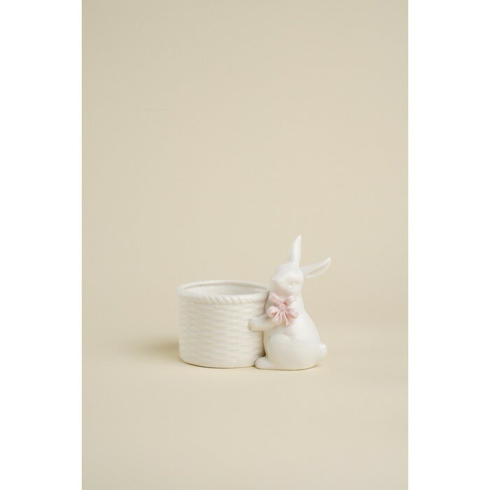 Конфетница SL Home «Лесные кролики», 15×9×12.5 см, фарфор, белая