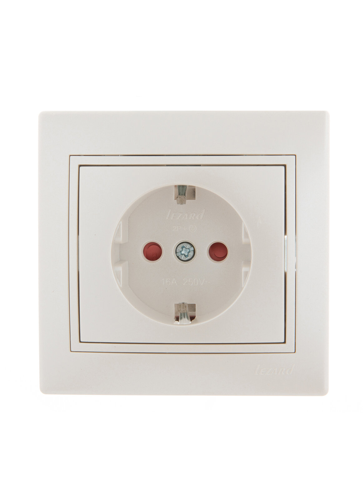 Розетка LEZARD MIRA с защитой от детей керамика жемчужно-белый перламутр со вставкой