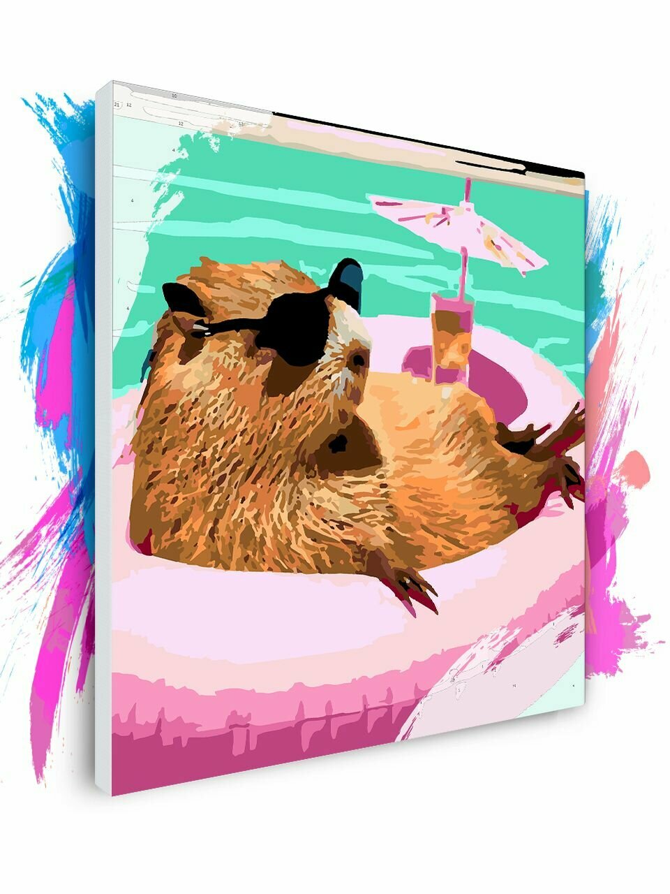 Картина по номерам на холсте Капибара в бассейне, 40 х 40 см