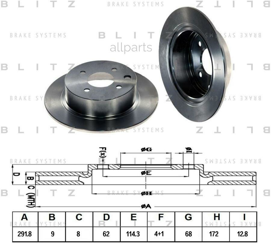 BLITZ BS0327 диск тормозной задний NISSAN TIIDA 07-