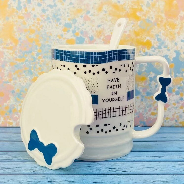 Кружка 400мл с крышкой и ложкой Фарфор 315-052 118-315-052