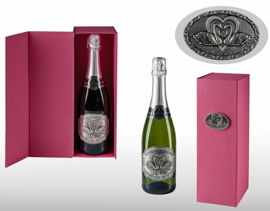 Футляр для бутылки шампанского Оловянная свадьба