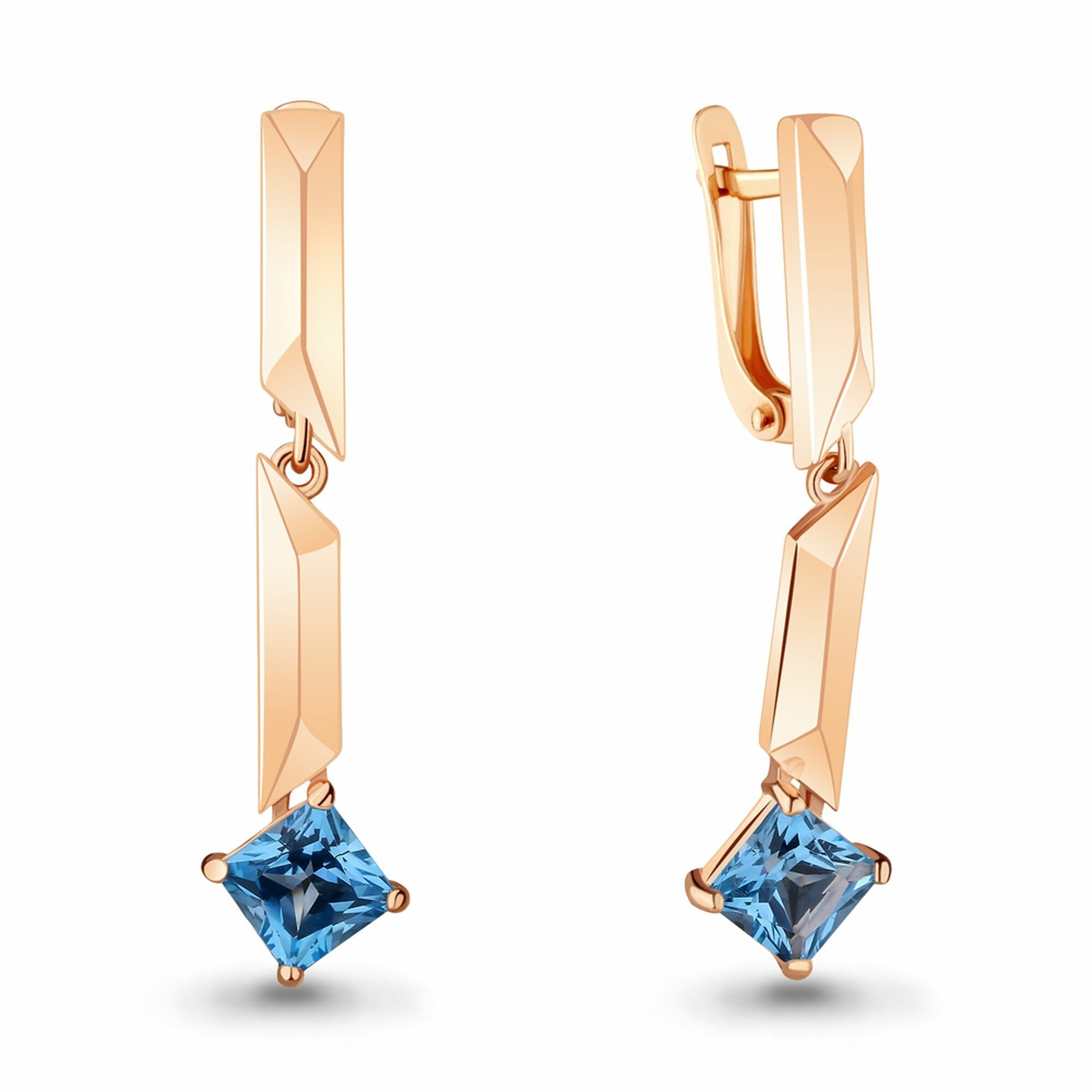 Серьги, серебро, 925 проба, золочение, топаз