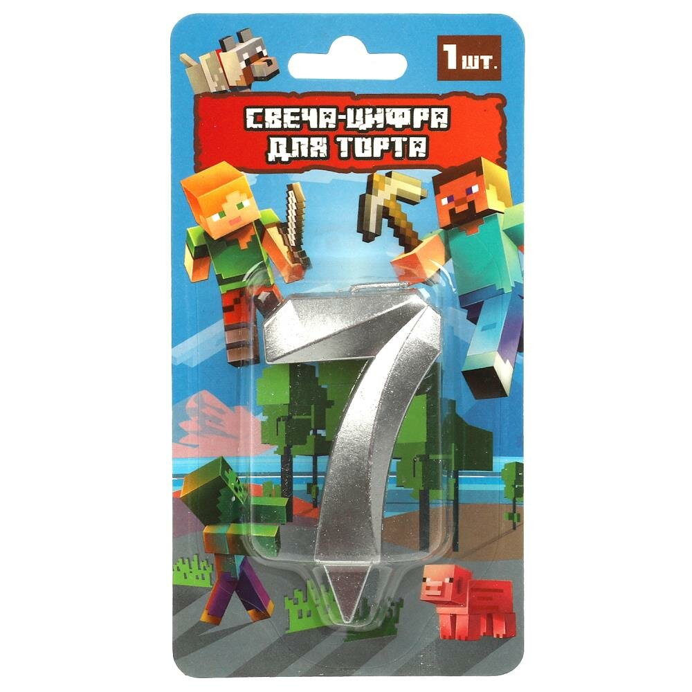 Свеча-цифра 7 для торта Майнкрафт Чудо праздник CC-90777-M