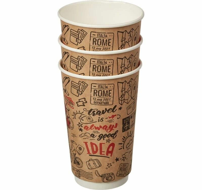 Набор стаканов картонных 400мл d-90мм 2-х слойный белый уп/18шт для горячего