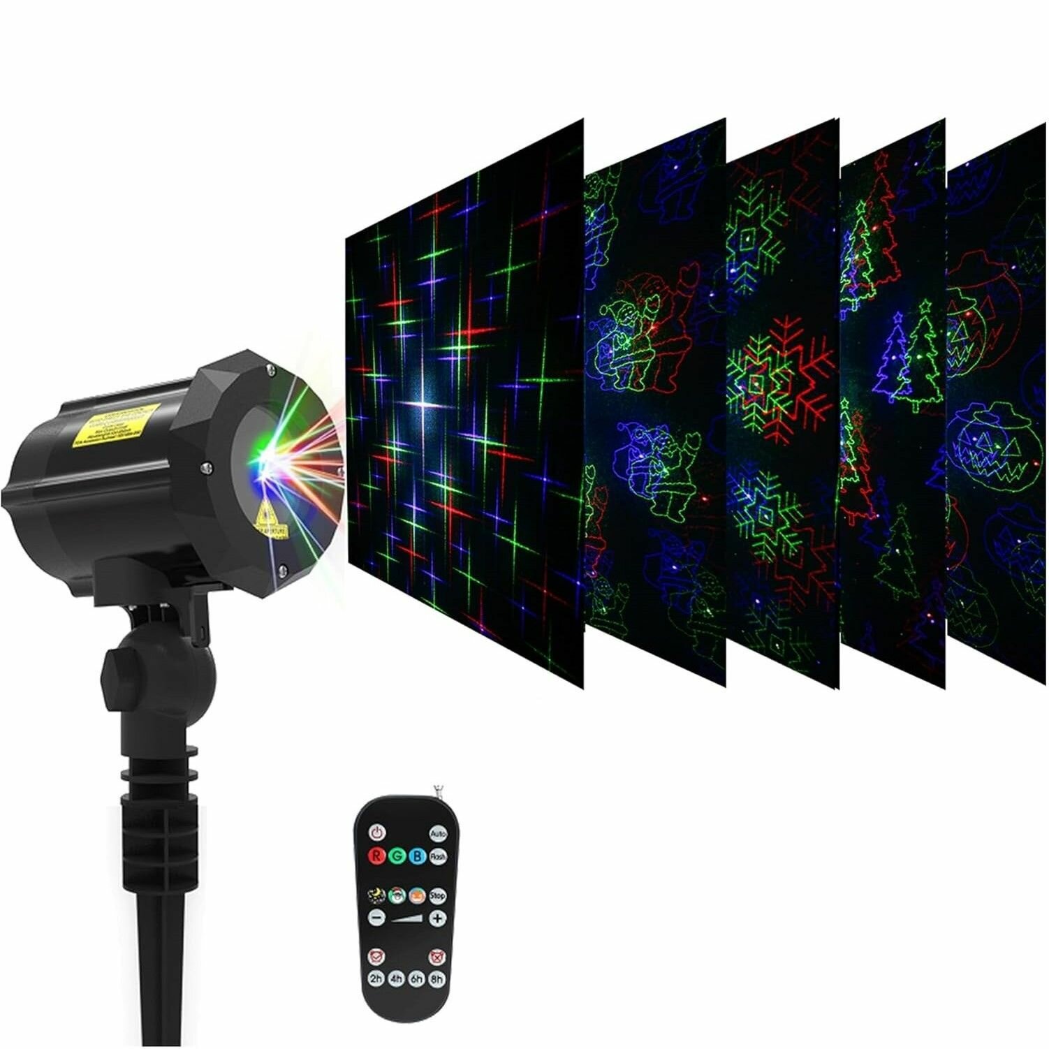Уличная лазерная подсветка новогодняя, праздничное украшение домов и деревьев Garden Triplex RGB XL