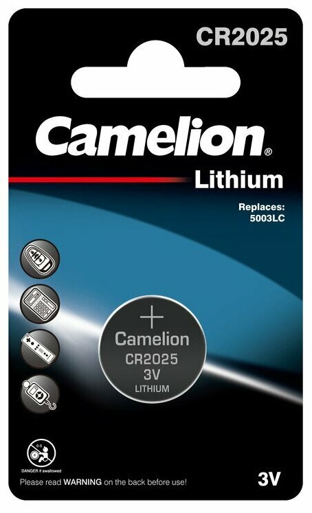 Батарейка Литиевая Camelion Lithium Таблетка 3v Упаковка 1 Шт. Cr2025-Bp1 Camelion арт. CR2025-BP1