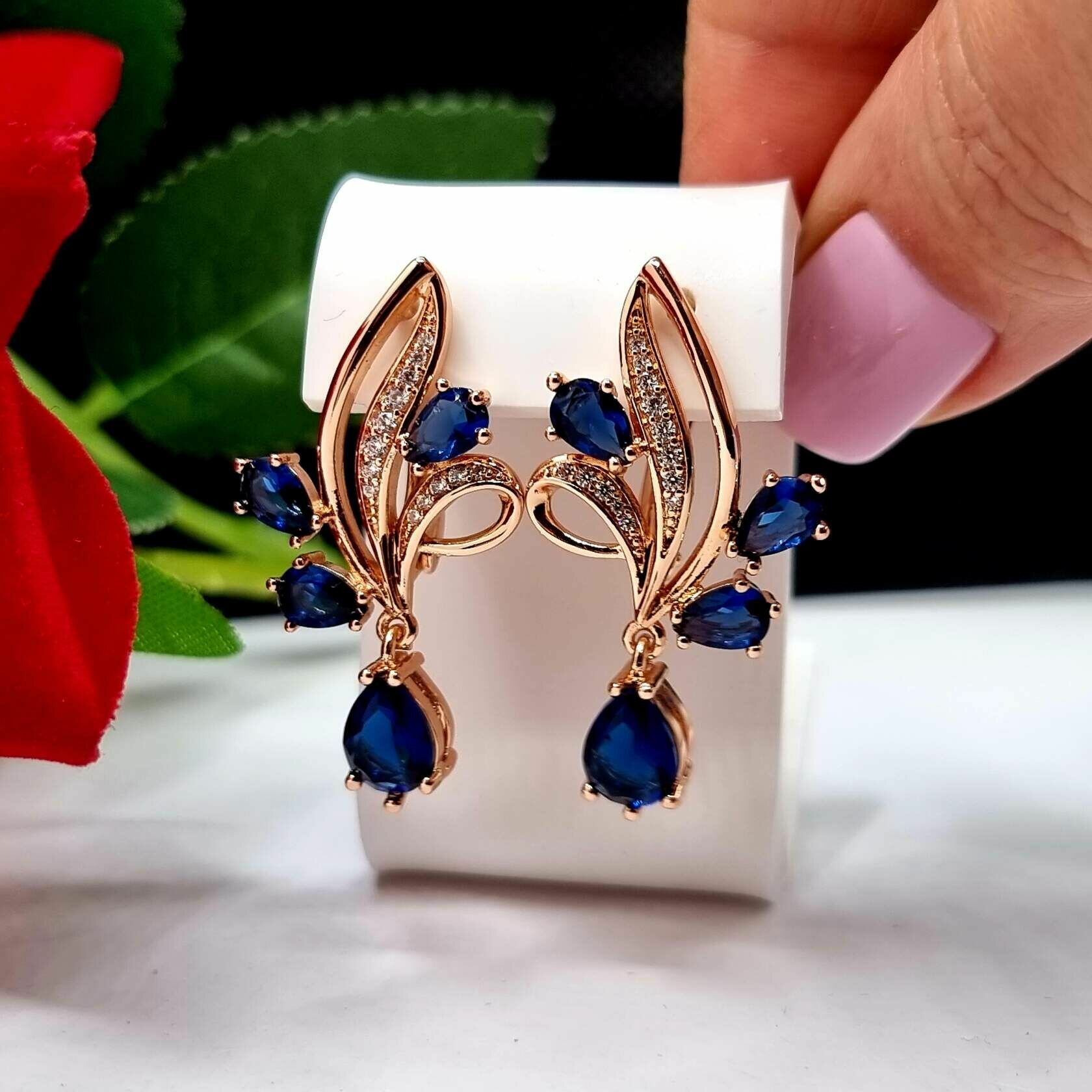 Серьги, фианит, искусственный камень